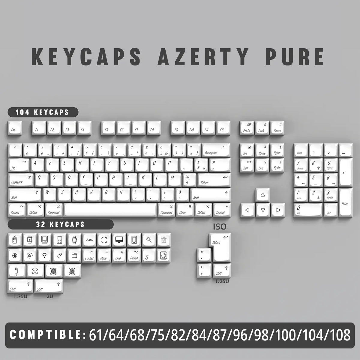 Keycaps AZERTY Pure pour Ton Setup - CustomTonClavier.fr