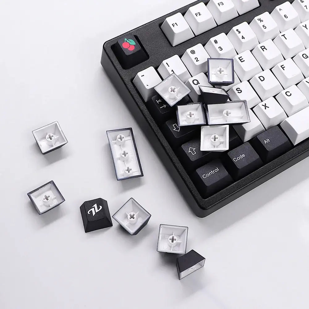 Keycaps ISO FR Black & White Français - CustomTonClavier.fr