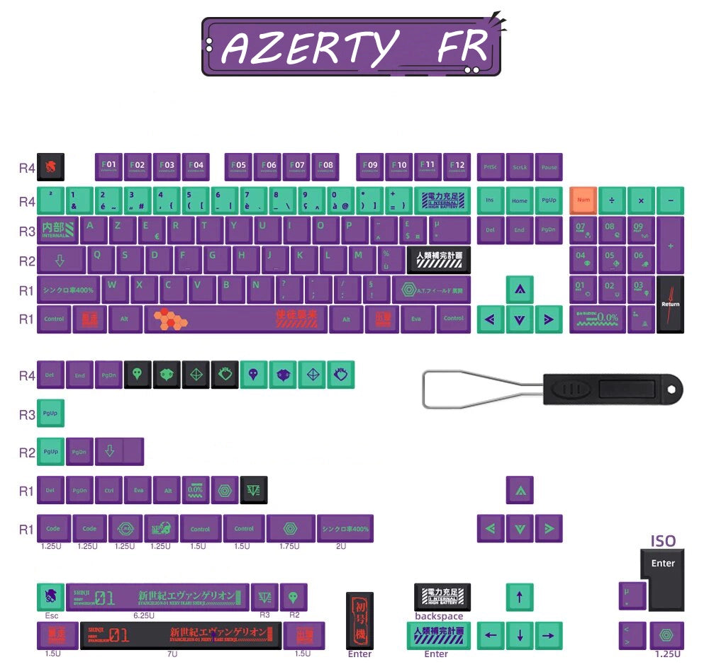 Keycaps AZERTY EV-01 Version FRENCH Layout - CustomTonClavier.fr