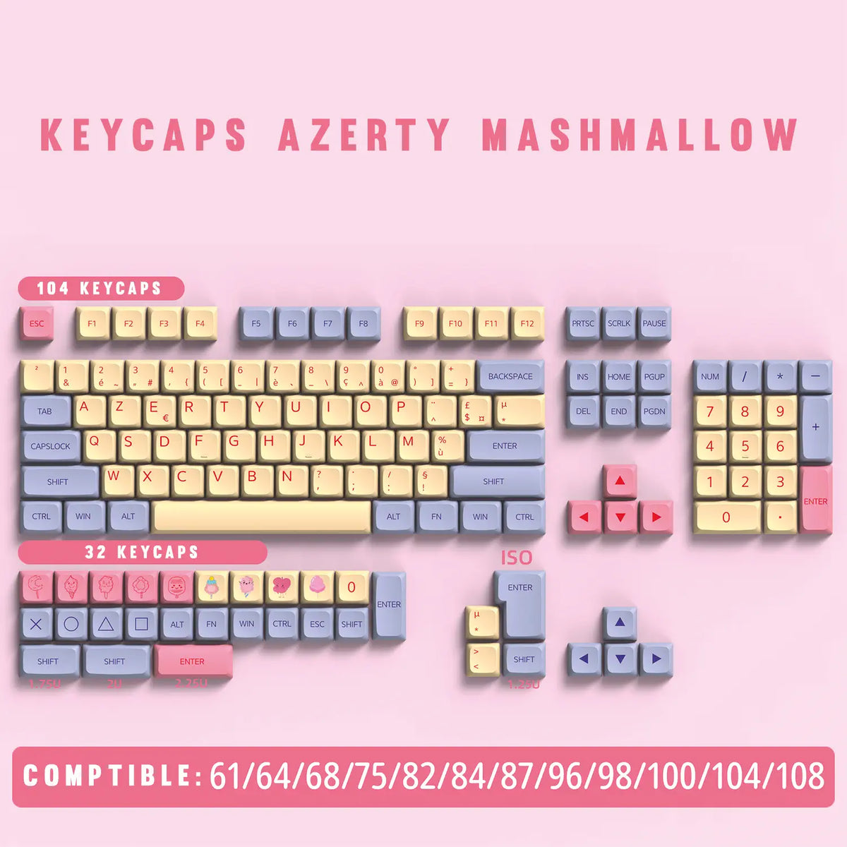 Keycaps AZERTY Mashmallow pour Ton Clavier AZERTY - CustomTonClavier.fr