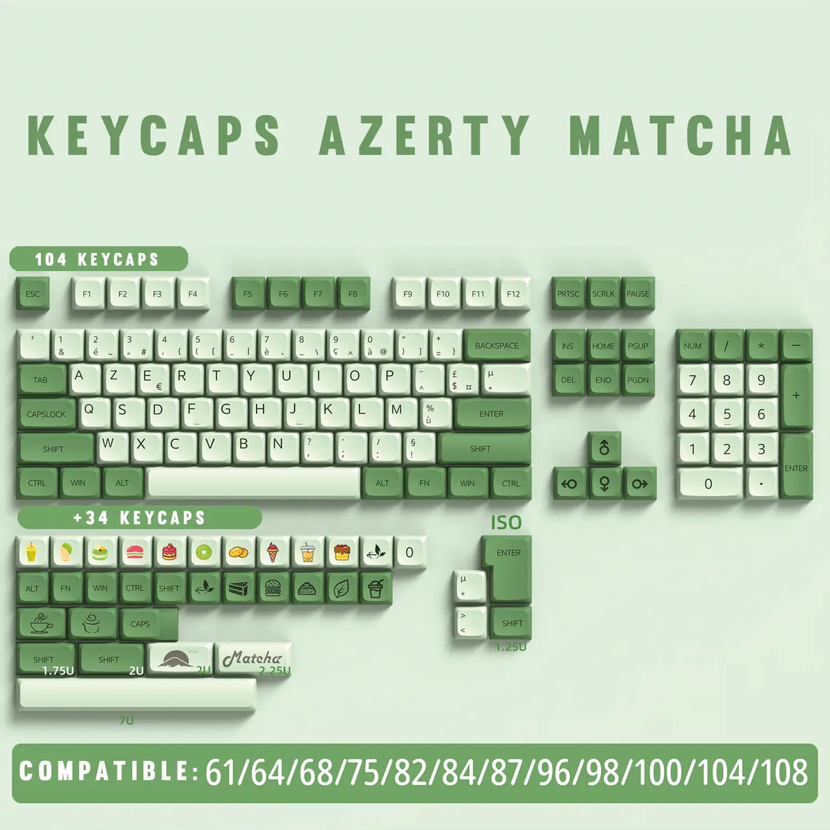 Keycaps AZERTY Matcha pour Ton Clavier FR - CustomTonClavier.fr