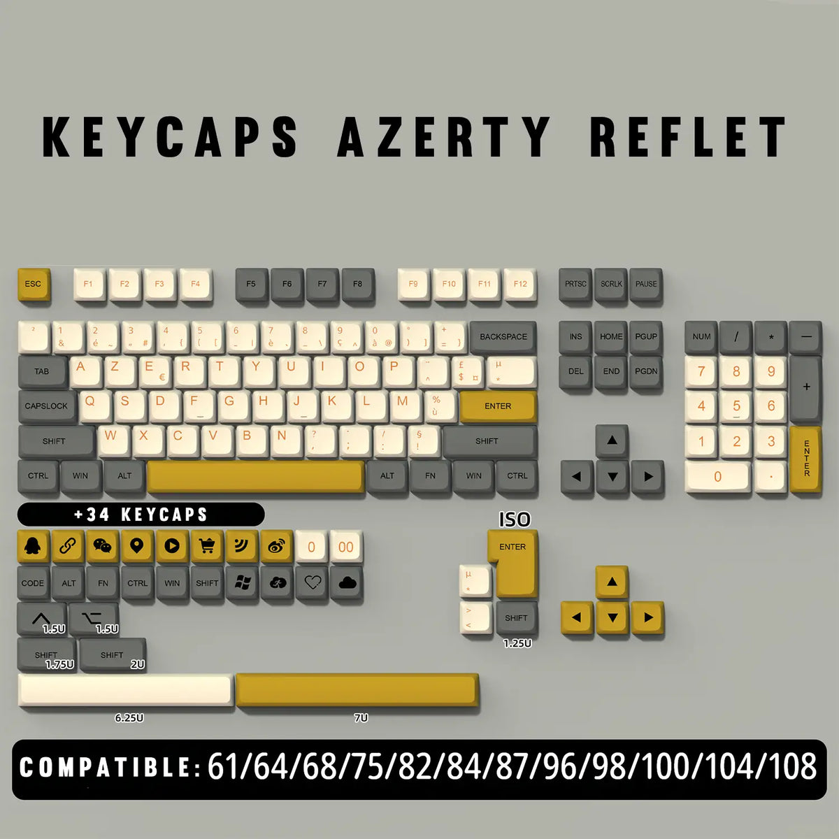 Keycaps AZERTY Reflet pour Ton Clavier AZERTY - CustomTonClavier.fr